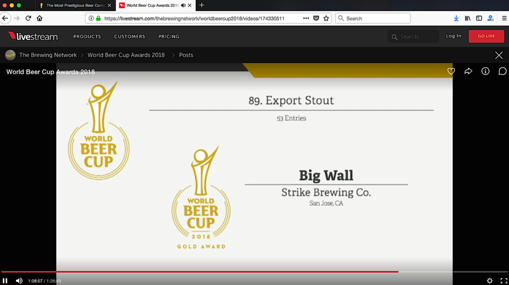 Strike Brewing Company Wins Gold at 2018 World Beer Cup for Big Wall ...